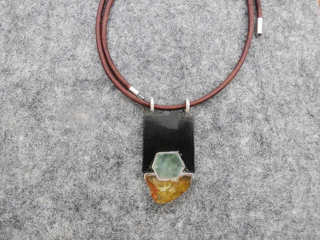 Chain Pendant Amber, Beef Horn, Fluoride, Silver - Etsy