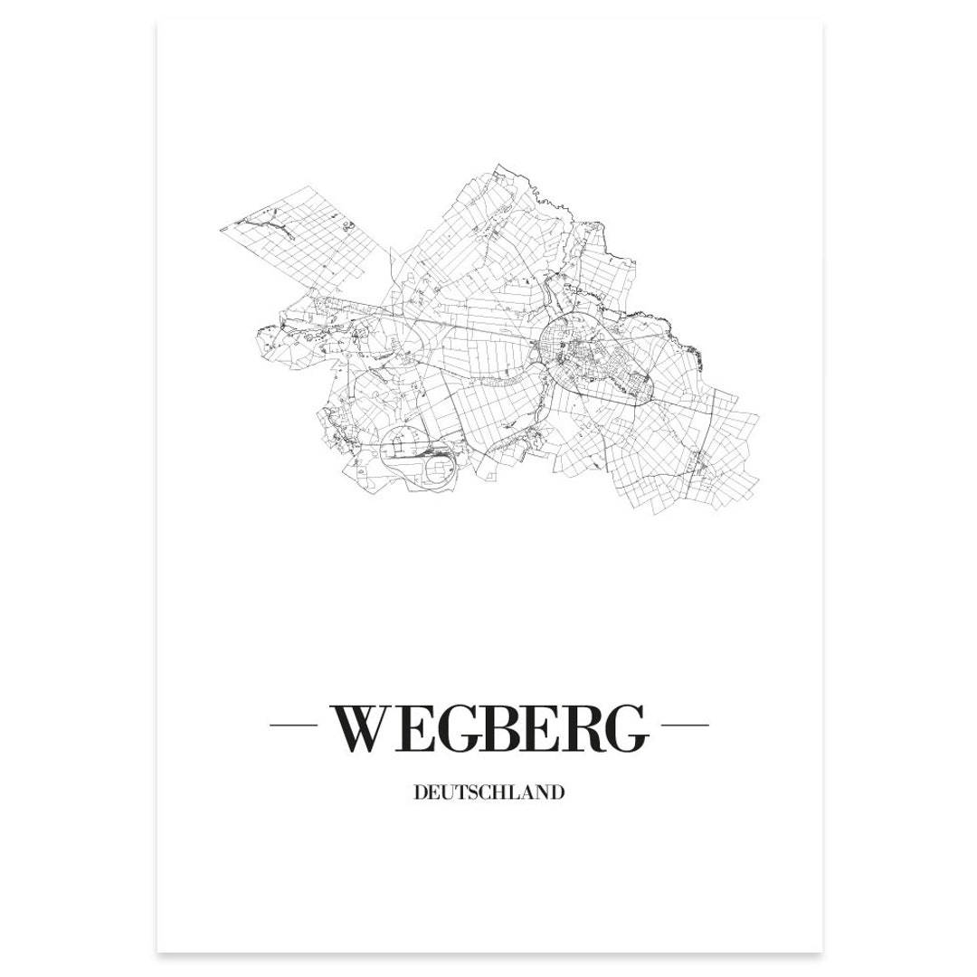 JUNIWORDS City Poster City Poster Germany wegberg in Black or White A4 ...
