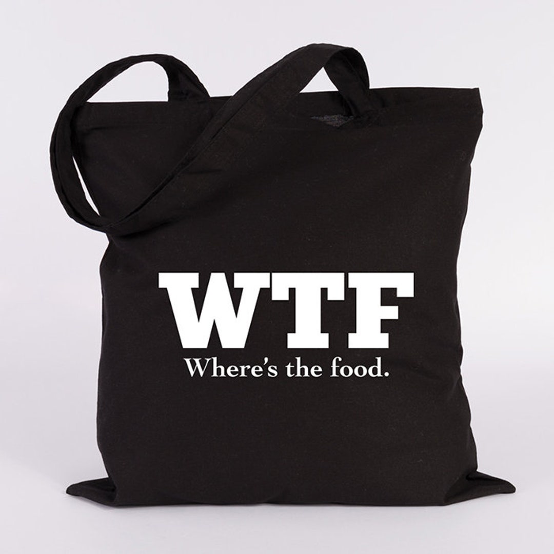 JUNIWORDS Jute Bag Motif wtf Where's the Food. - Etsy