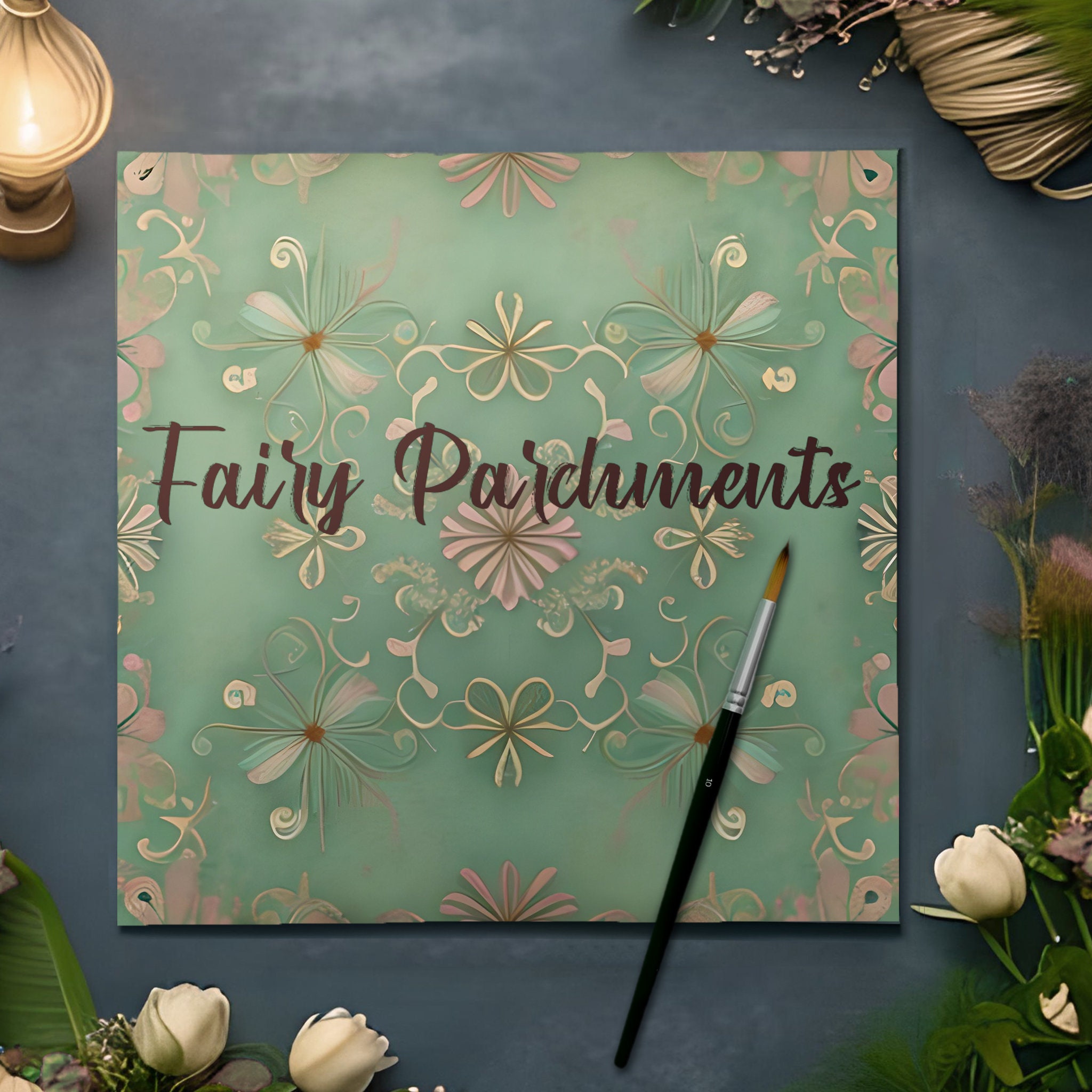 Paper Textures Vintage Green Old Fairycore Decorative Bordered ...