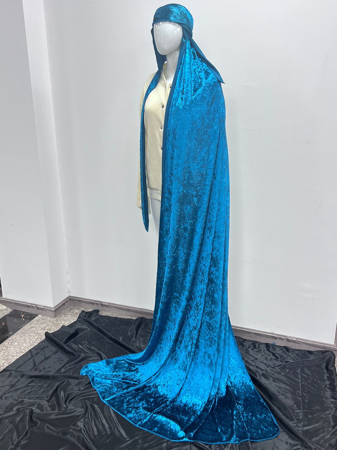 Handmade Teal Crushed Velvet Durag Cape - Etsy
