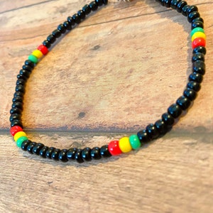 Culture Rasta Anklets Black, Bronze, White Anklet/ Stretchy Beaded ...