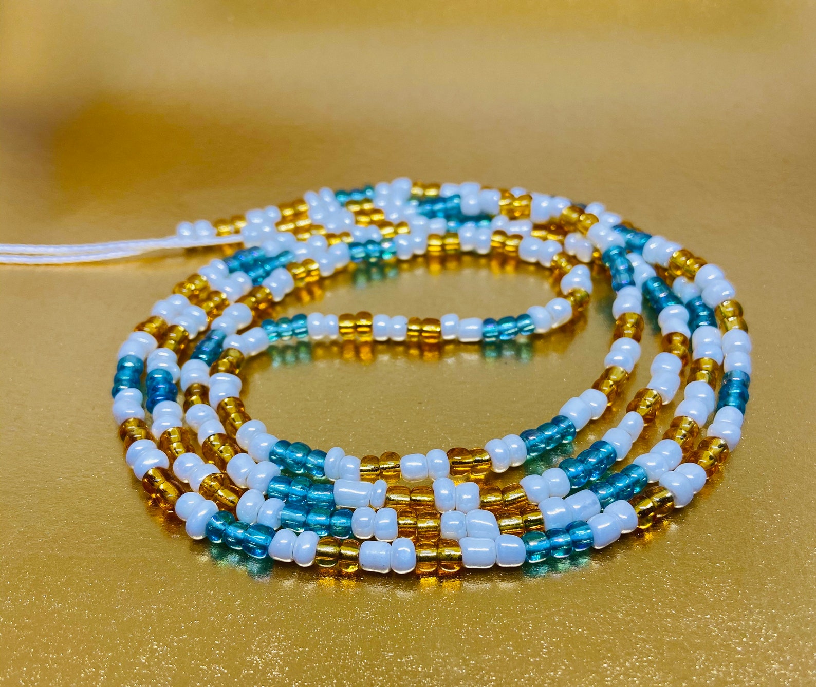 Golden Ocean Waist Beads/belly Beads/ Weight Loss Tracker - Etsy