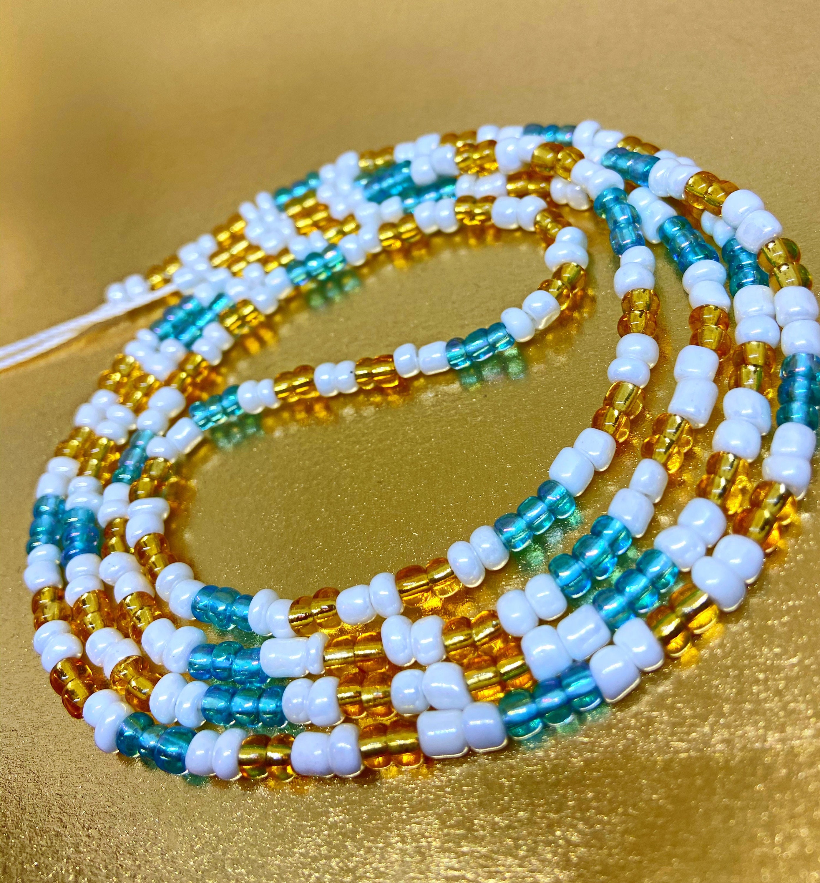 Golden Ocean Waist Beads/belly Beads/ Weight Loss Tracker - Etsy