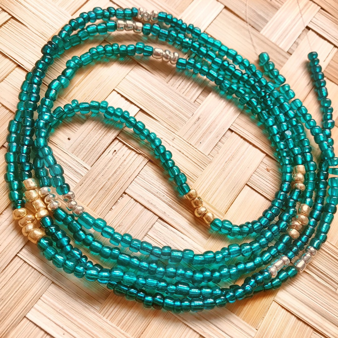 Aqua Shimmer Waist Beads/belly Beads/ Waist Chains/ African Waist Beads ...