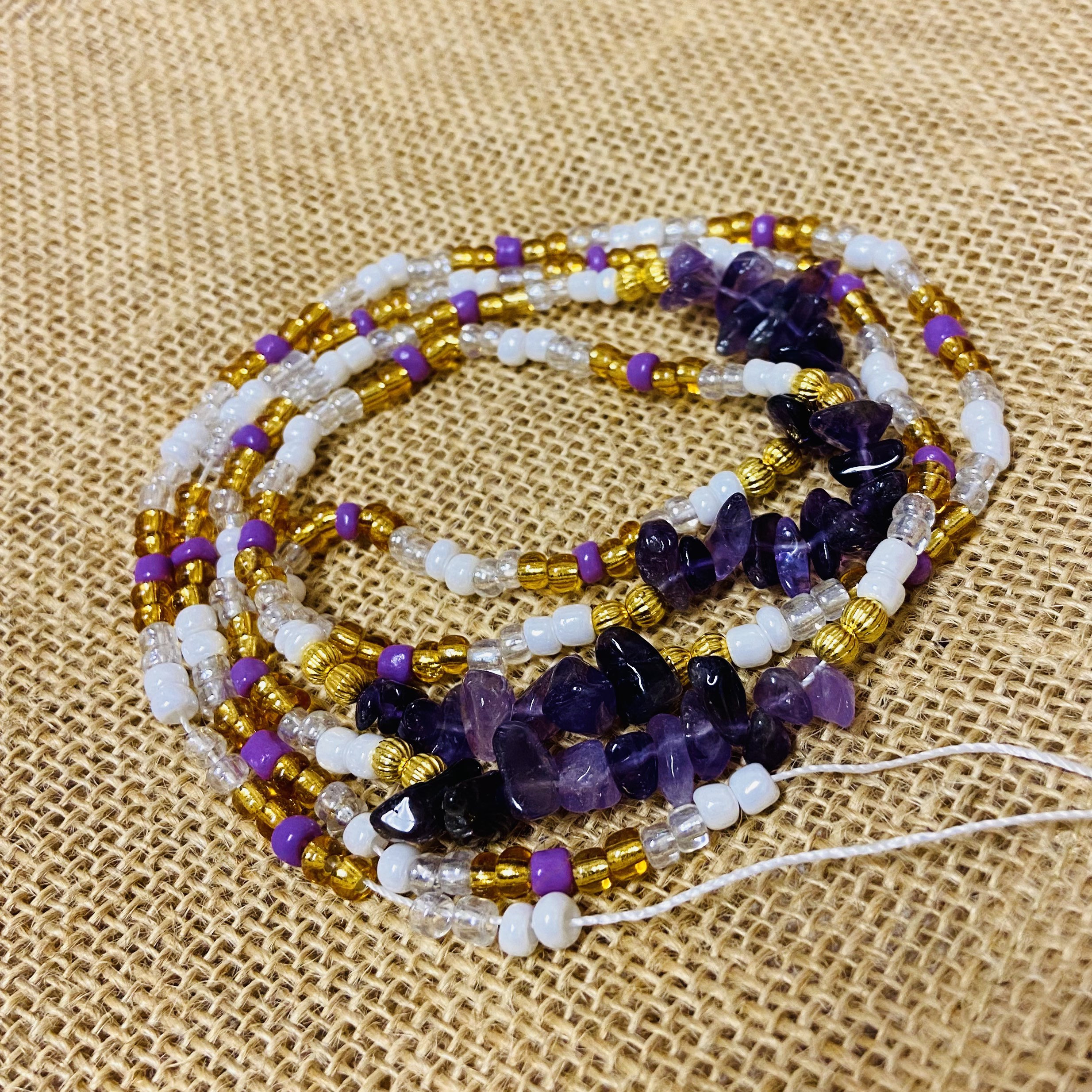 Amethyst Crystal Waist Bead Purple Healing Stone Tummy Beads - Etsy