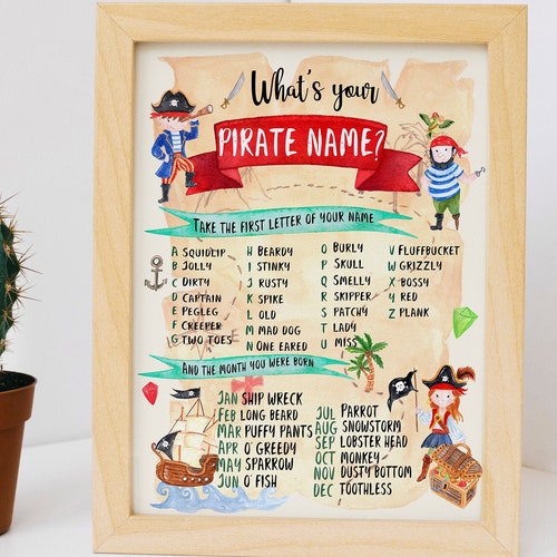 What is Your Pirate Name INSTANT DOWNLOAD Pirate Printable | Etsy Australia