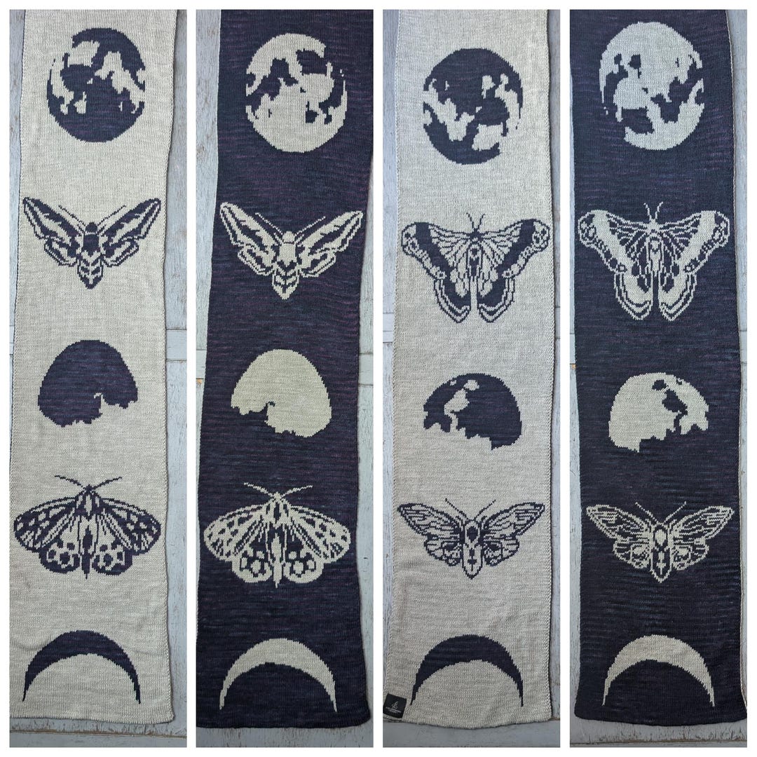 Moths in Moonlight Double Knit Scarf - Etsy