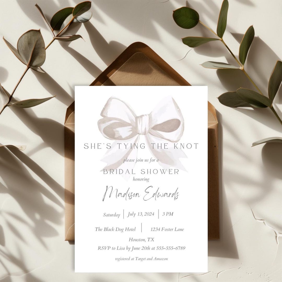She’s Tying the Knot Theme Bridal Shower Invitation Customizable ...