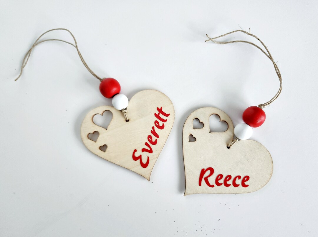 Heart-shaped Hanging Name Tag, Personalized Natural Wooden Heart Tag ...