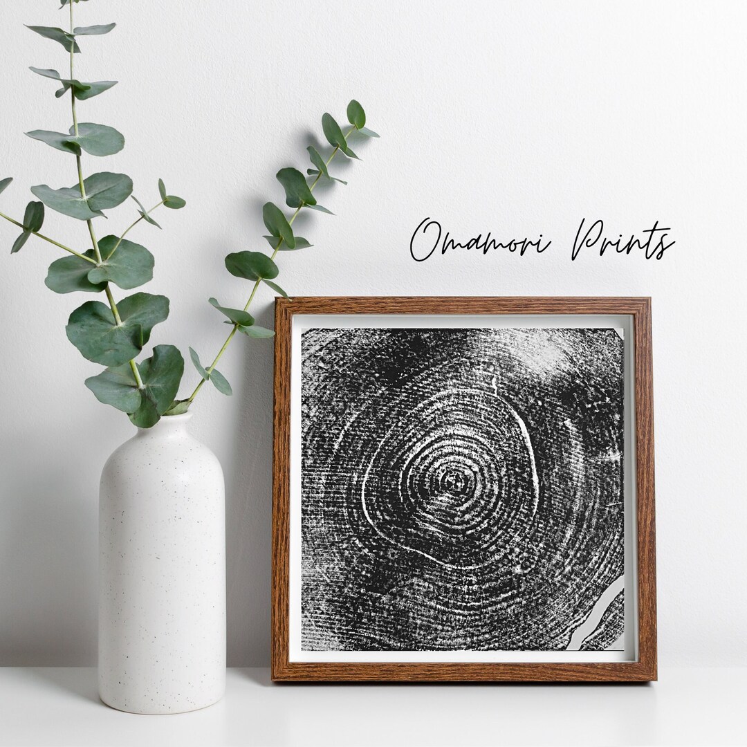 Tree Trunk Linocut Print 15x15 Cm | Birch Slice Detailed Print | Tree ...