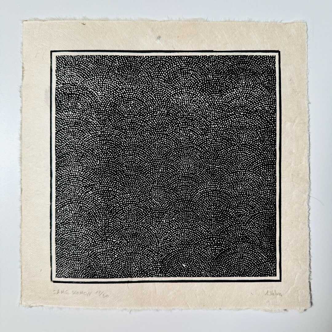 Same Komon Lino Print | Japanese Shark Pattern 21x21 Cm | Himalayan ...