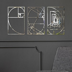 Fibonacci 3 Piece Wall Art, Sacred Geometry Wood Wall Art, Triptych ...