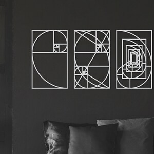 Fibonacci 3 Piece Wall Art, Sacred Geometry Wood Wall Art, Triptych ...
