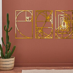 Fibonacci 3 Piece Wall Art Sacred Geometry Wood Wall Art - Etsy