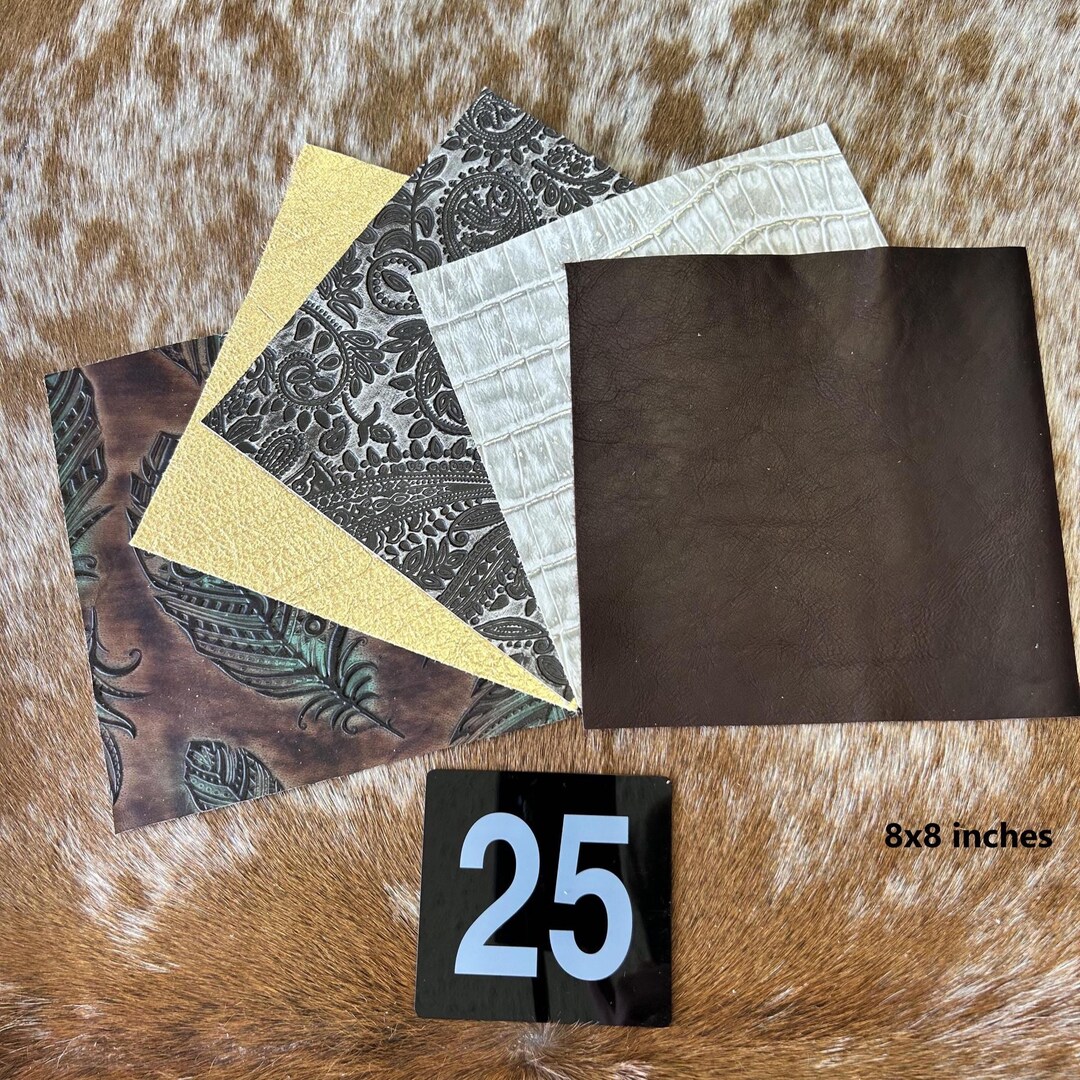 Unique Leather Set #25 – 5 Genuine 8x8 Sheets as Shown – Craft Leather ...