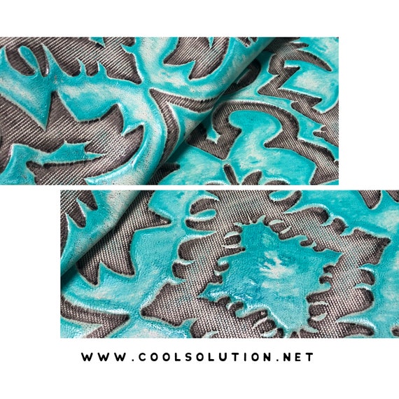 Leather Sheets Embossed Leather Laredo Light Turquoise | Etsy