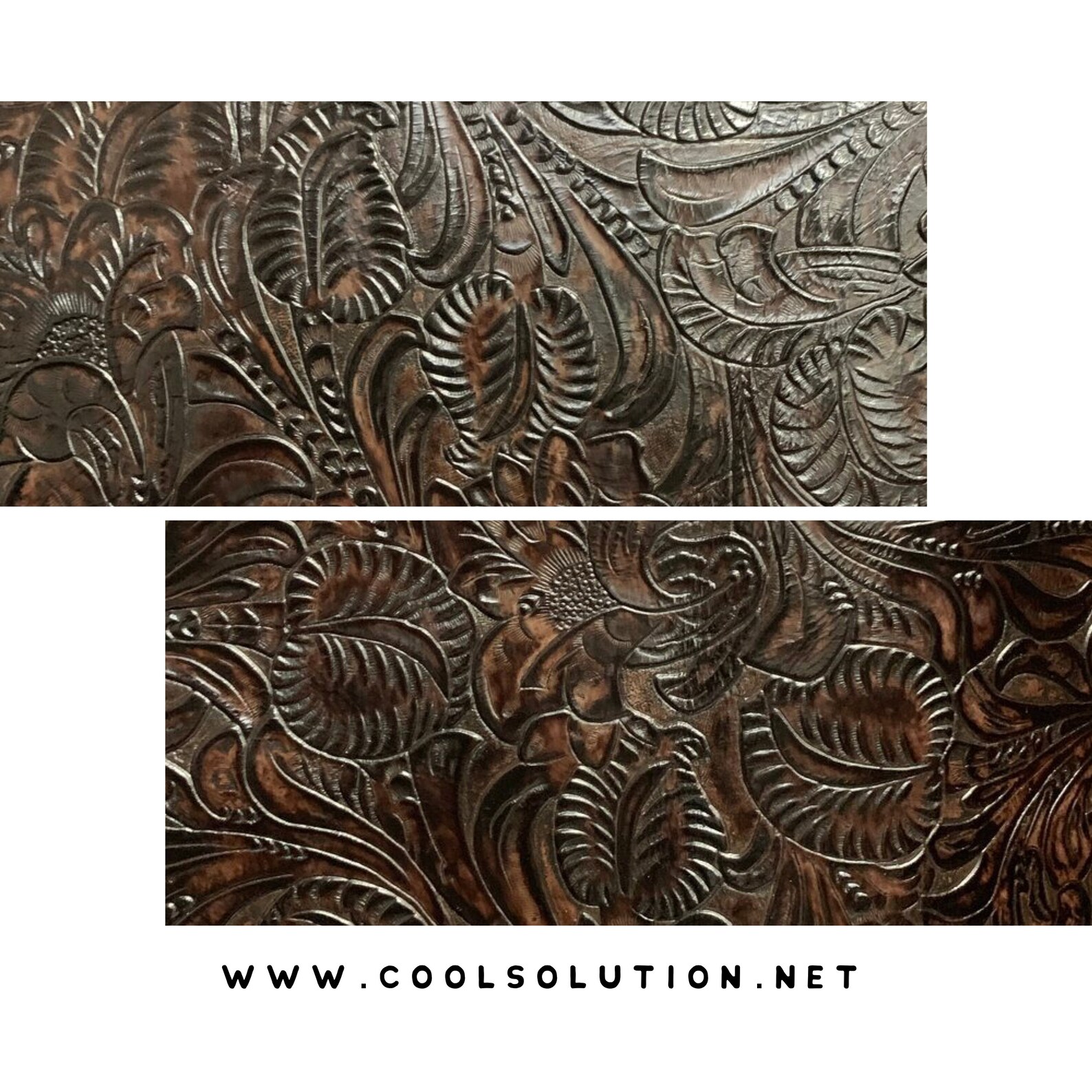 Embossed Leather Sheet Floral Chocolate, Cut to Size, Leatherworking, 1 ...
