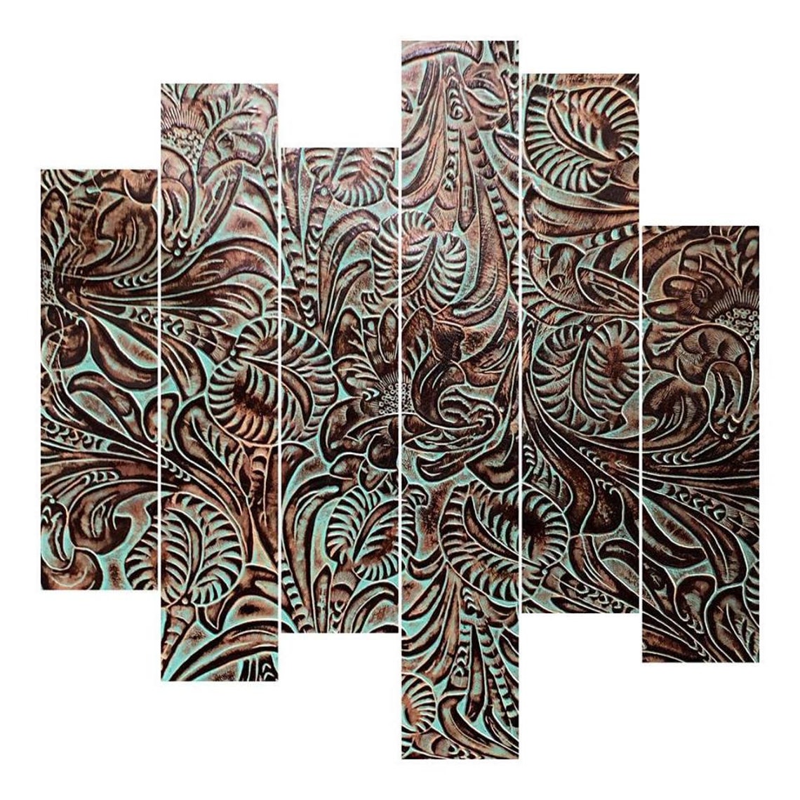 Embossed Leather Floral Turquoise Custom Cuts - Etsy
