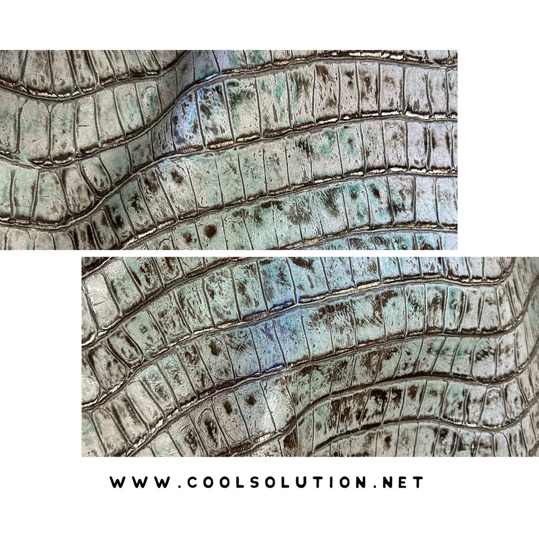 Embossed Leather Sheet, Soho Croc Dusty Jade, Cut to Size ...