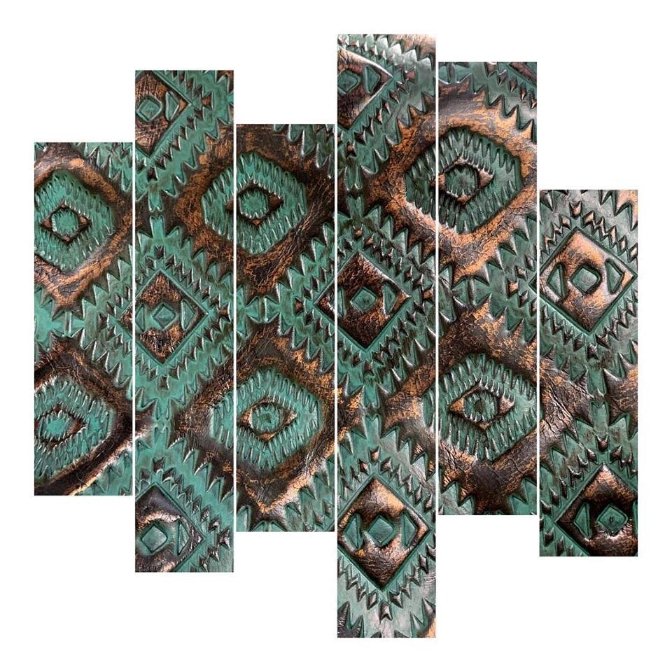 Leather Sheets Embossed Leather Aztec Turquoise Copper Custom - Etsy