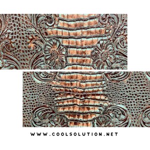 Embossed Leather Butch Cassidy Turquoise and Brown, PRE CUT Pieces ...