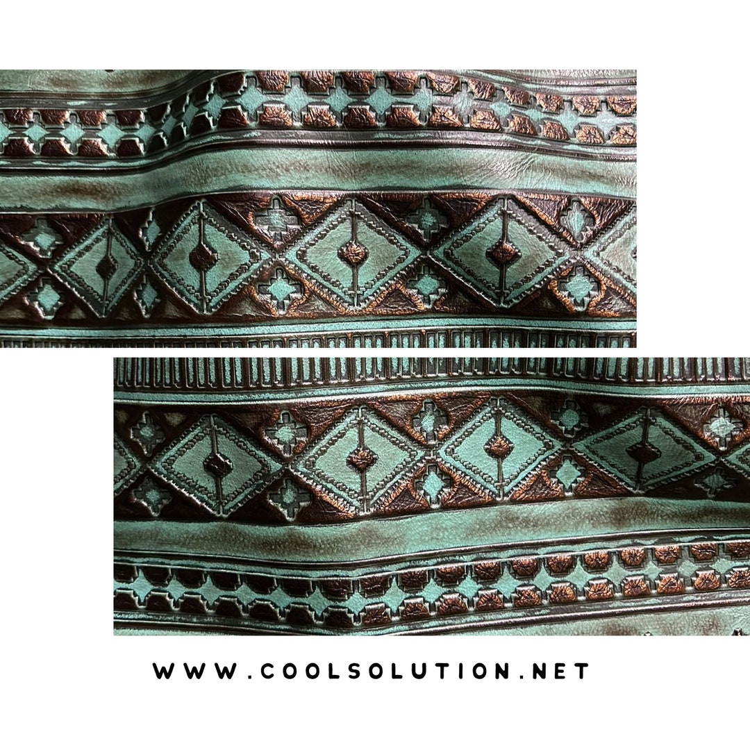 Embossed Leather Nava Turquoise Copper, Custom Cuts 8x8, 10x12, 12x12 ...