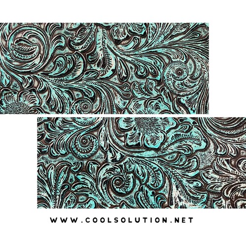 Embossed Leather Wildflower Sea Turquoise Custom Cuts 8x8 - Etsy