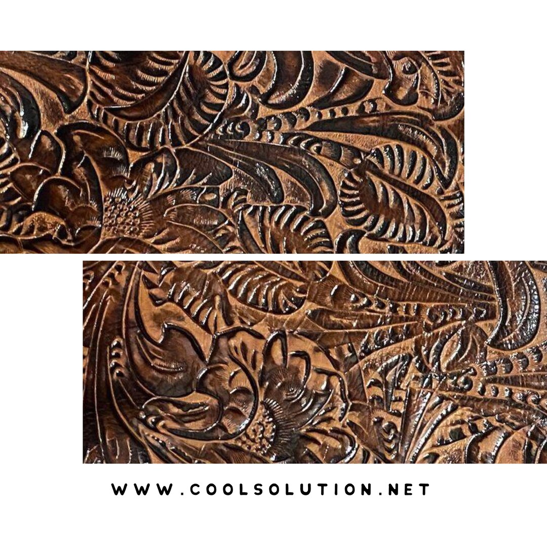 Embossed Leather Floral Dark Saddle, Custom Cuts, Leatherworking ...