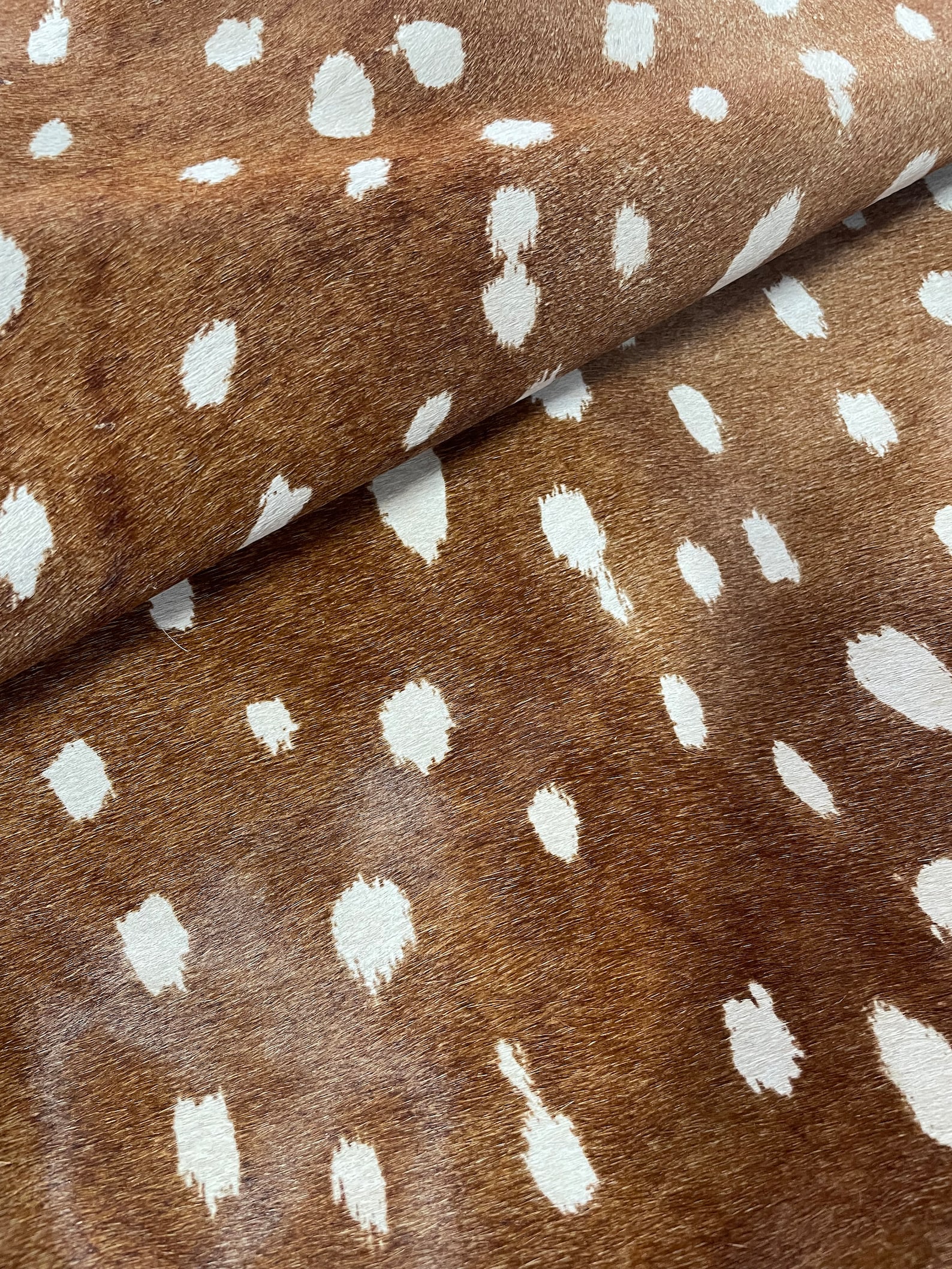 Cowhide Axis Deer Print Stenciled Leather, Cut to Size, Hair on Leather ...