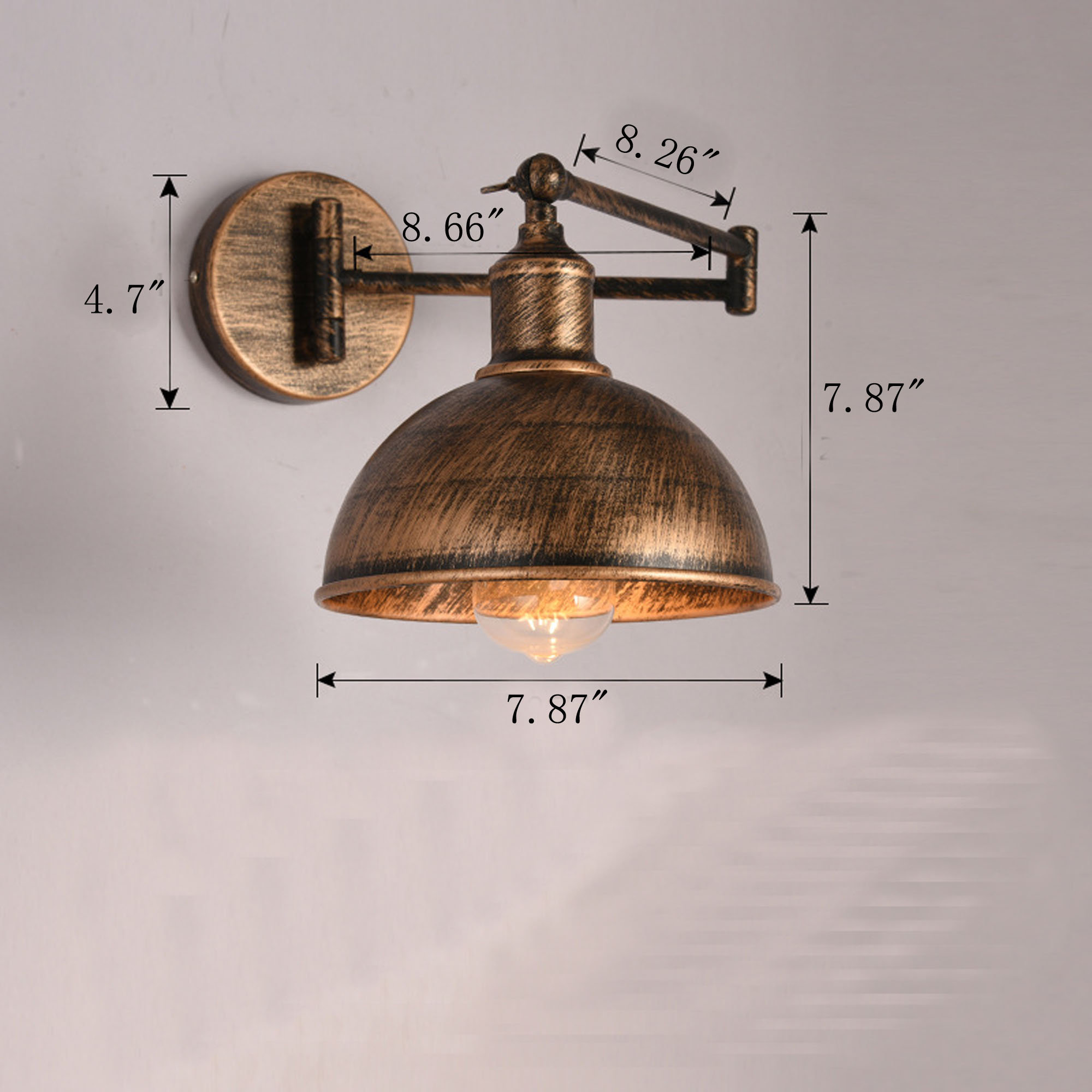 Farmhouse Industrial Adjustable Arm Metal LED Wall Sconce Rustic ...