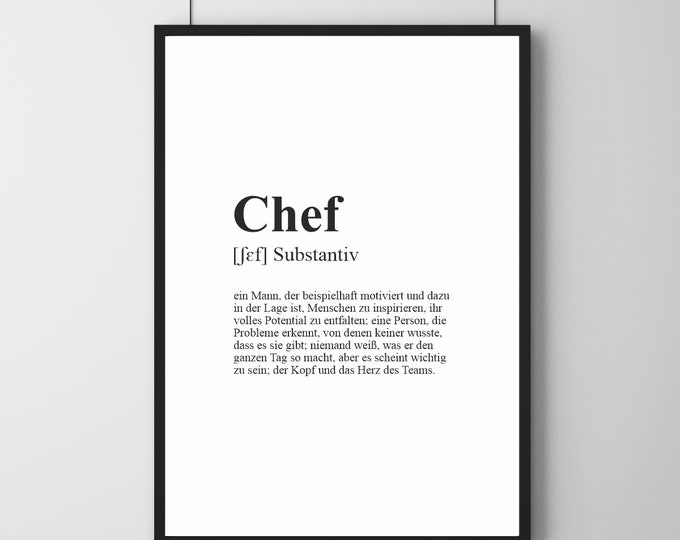 Definition Chef Printable Poster Download - Etsy
