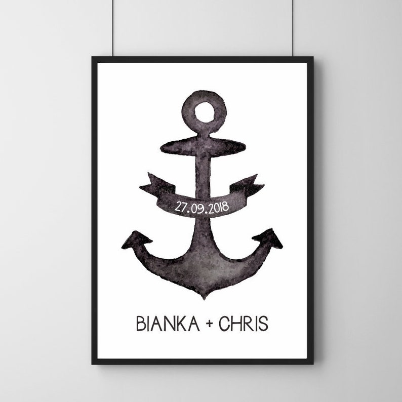 Poster Anker mit Datum und Namen personalisiert Hochzeit - Etsy.de