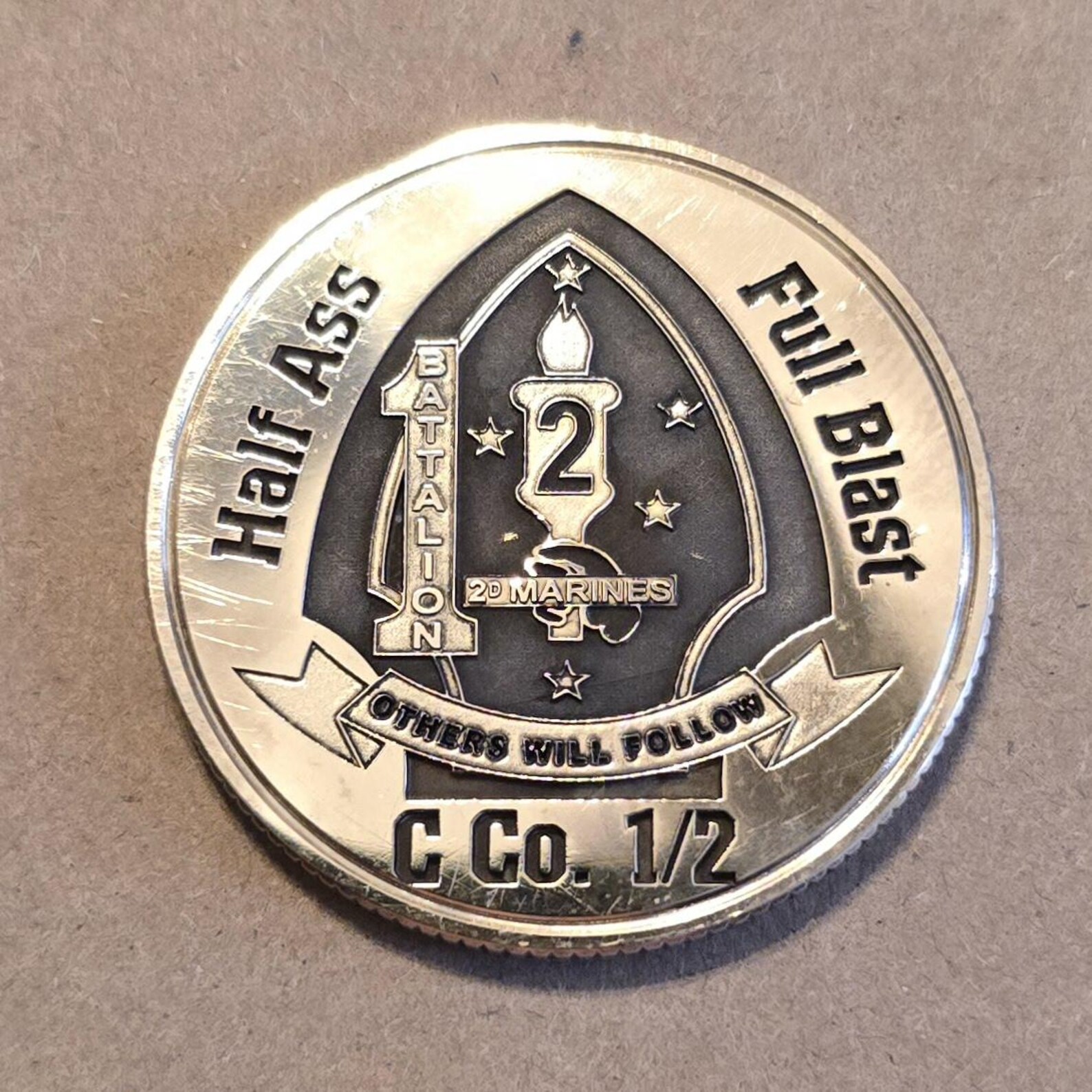 1st Battalion 2nd Marine Division Pale Horse Challenge Coin. - Etsy