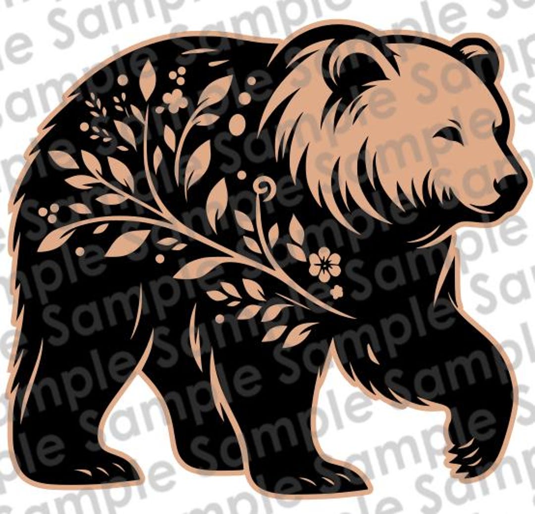 2 Layer Grizzly Bear, School Mascot Svg Digital Design, Laser Engraving ...