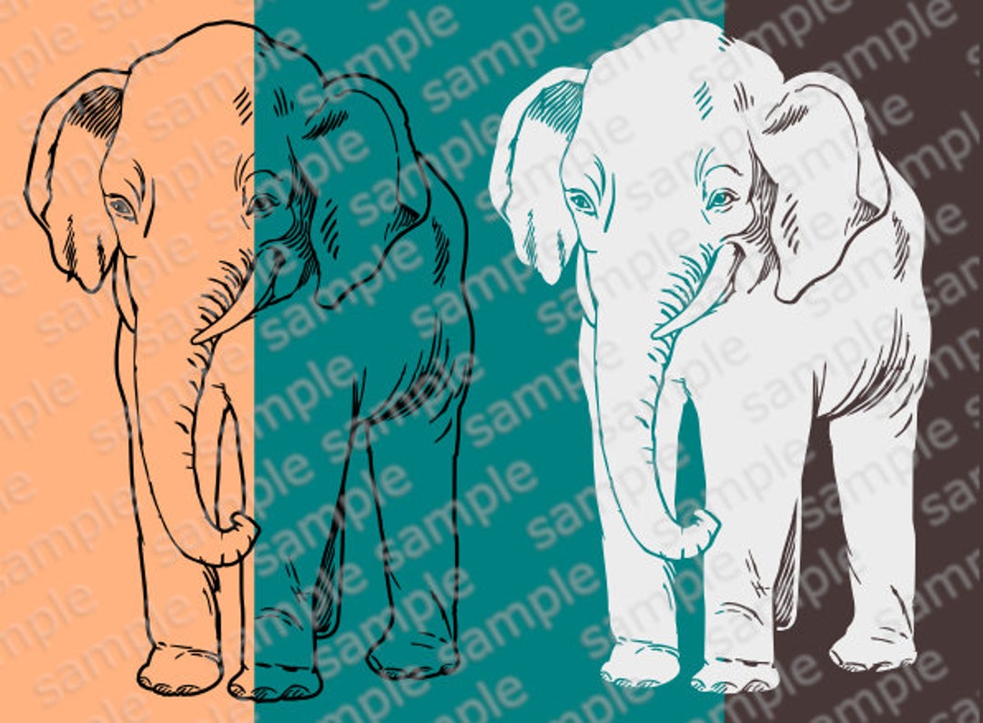 Realistic Elephant Svg and Png Files for Cricut , Silhouette, Cutting ...