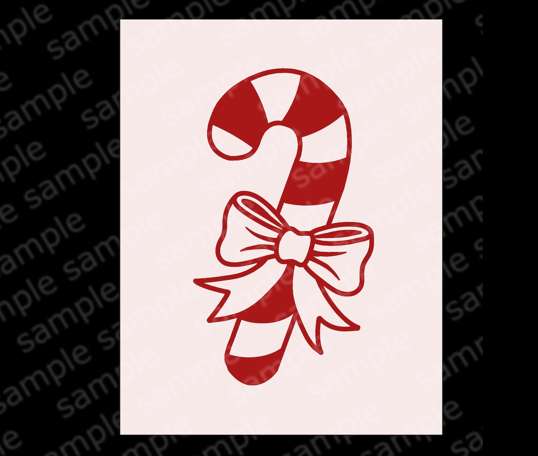 Digital Svg Cricut Cutting File Candy Cane With Bow Outline, Diy ...