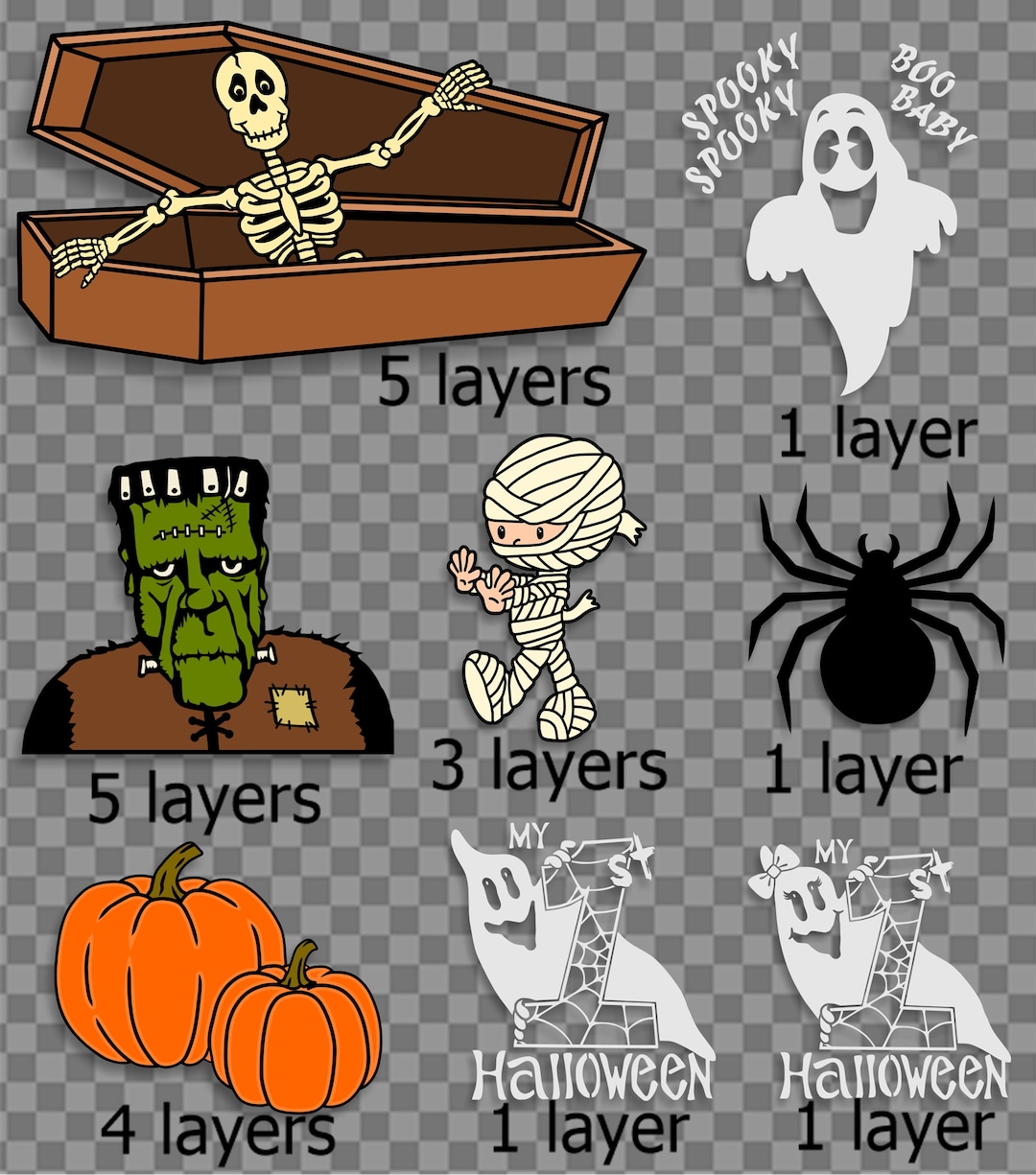 8 File Halloween Graphics Bundle, Svg and Png Pumpkins, Ghosts, Spiders ...