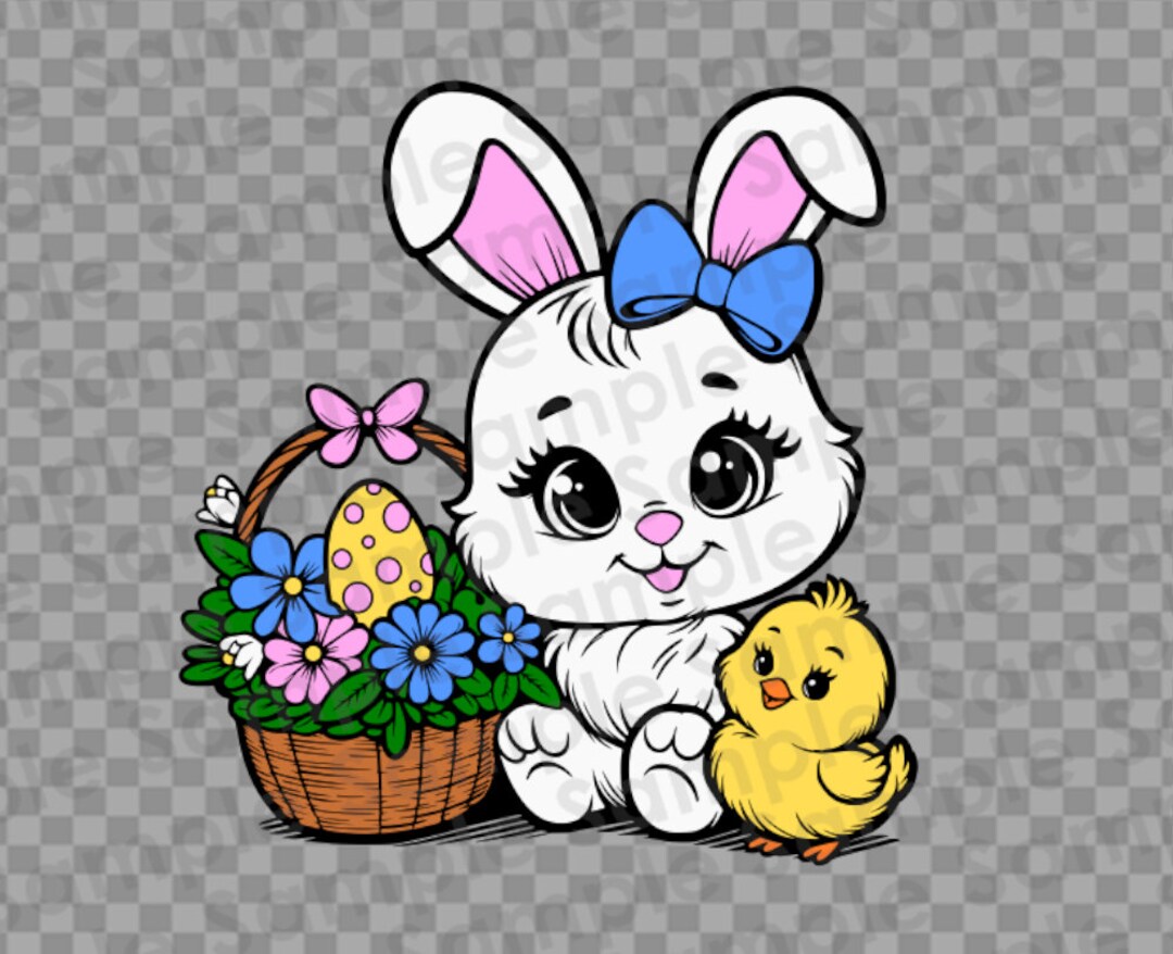 Easter Bunny Baby Chick and Eggg Svg & Png Cricut Files. Layered ...