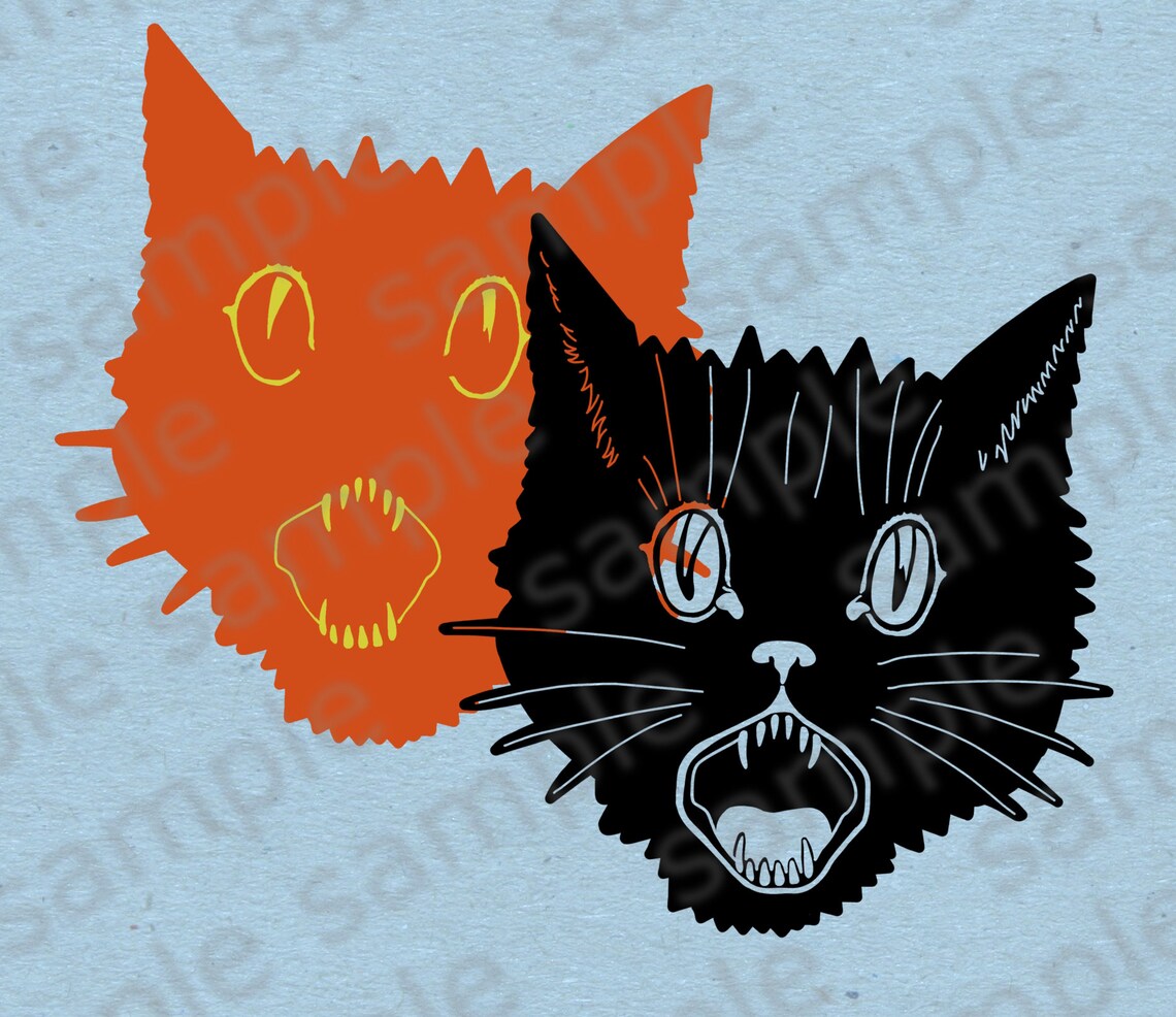 SVG 3 Layer Vintage Style Halloween Creepy Black Cat Cricut - Etsy