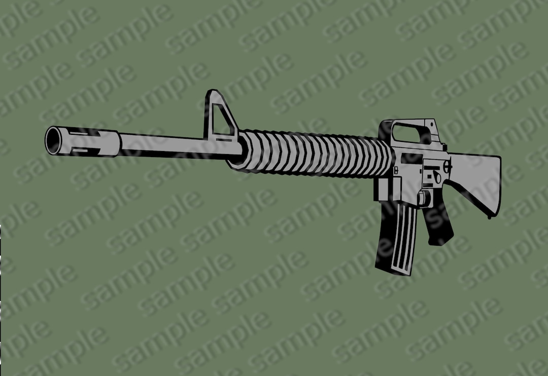 Digital Svg Very Detailed Military Supporters M16 Gun US Flag Digital ...