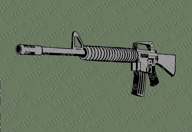 Digital Svg Very Detailed Military Supporters M16 Gun US Flag - Etsy