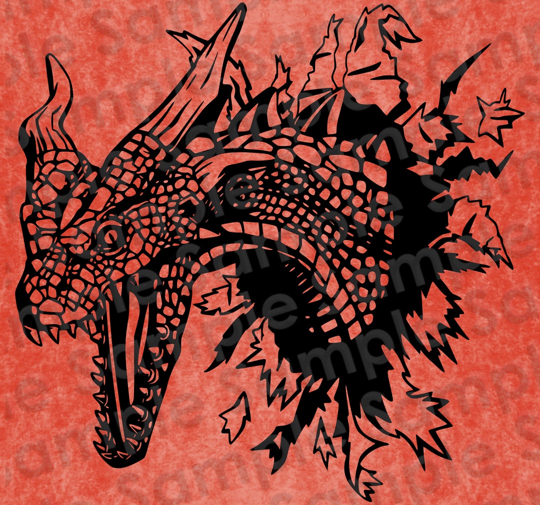 Dragon Ripping Through One Layer Png & Svg Digital Files Cricut ...