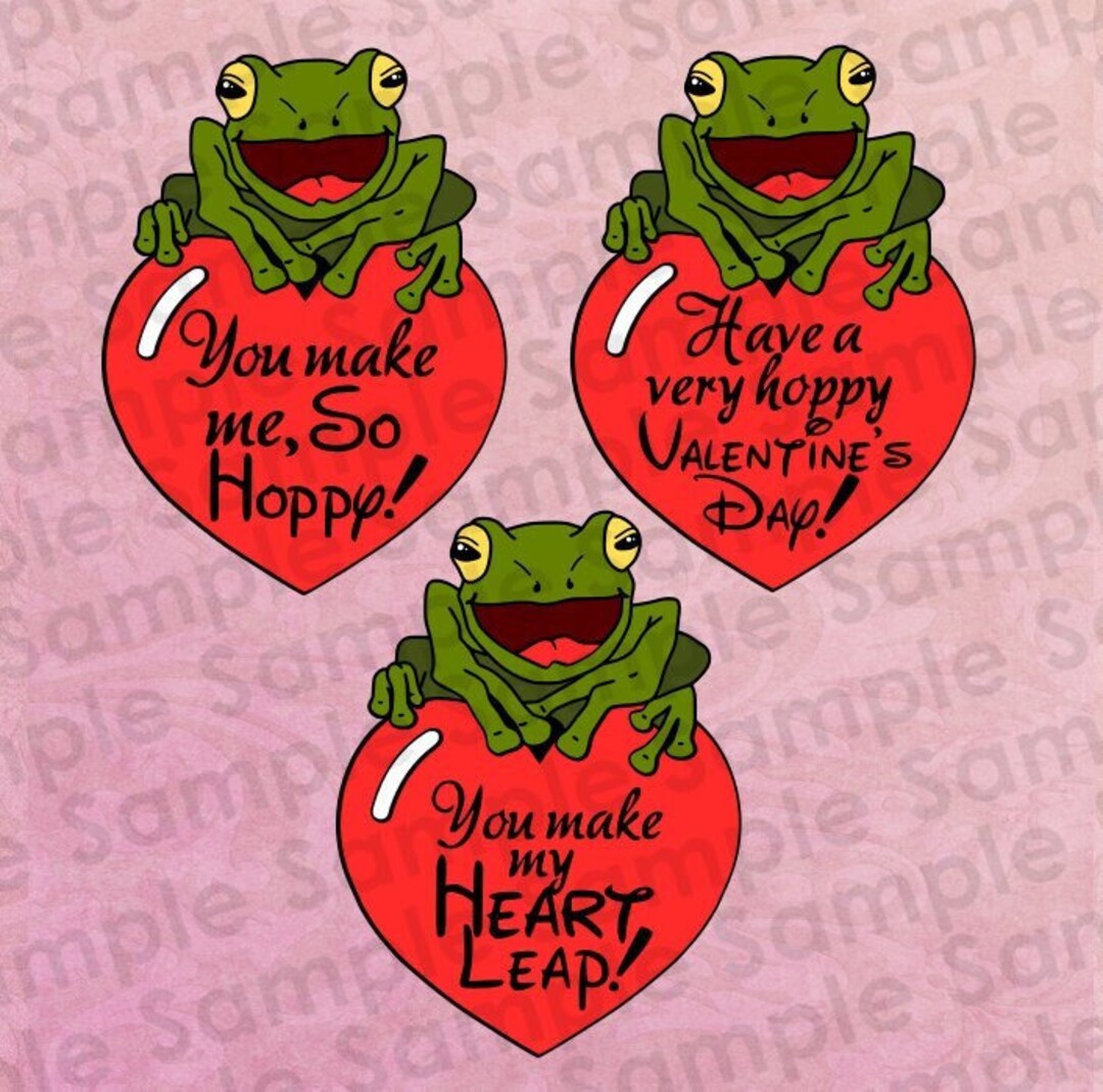 Valentines Frog - Toad With Heart, Kids Printable School Digital Card ...