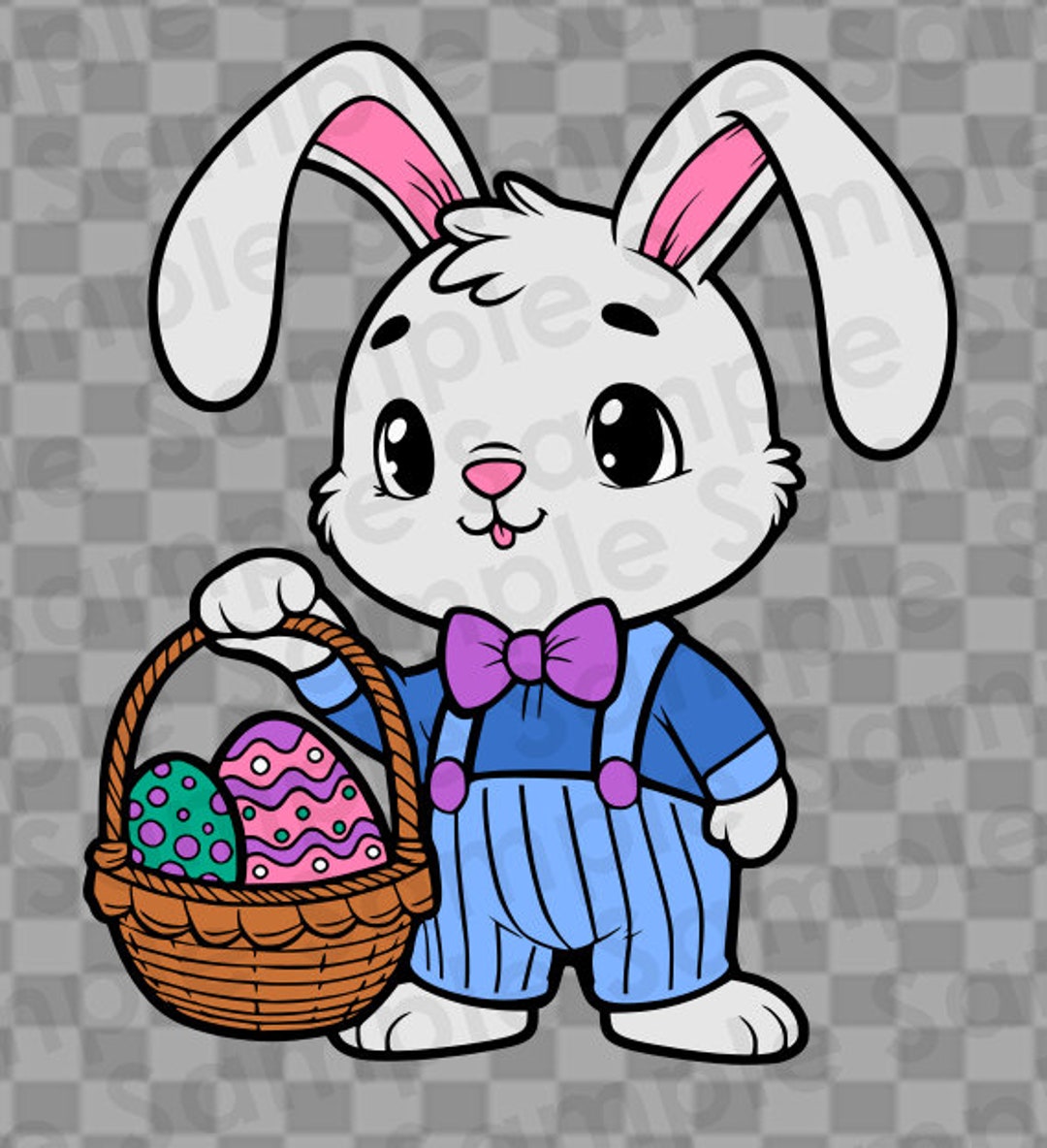 Easter Bunny Boy, Eggs, and Basket Svg & Png Cricut Files. Layered ...