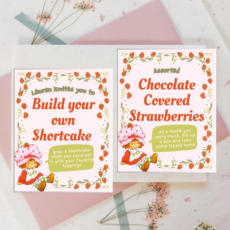 Strawberry Shortcake Birthday Sign Templates - Etsy