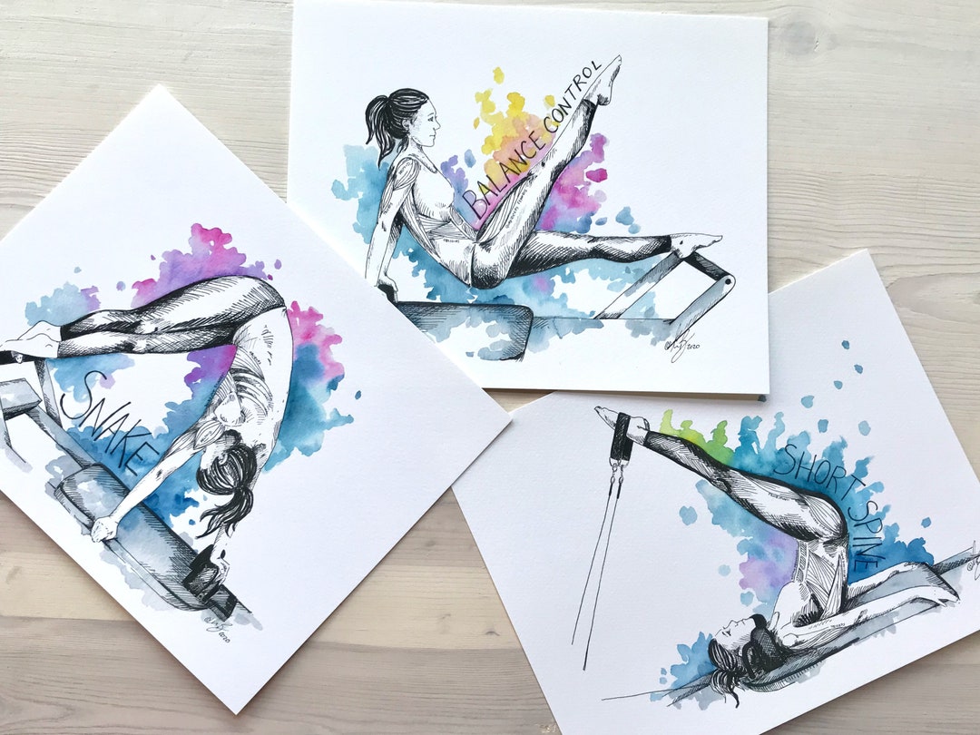 Pilates Reformer Exercises Artwork Set, Pilates Artwork, Pilates Studio ...