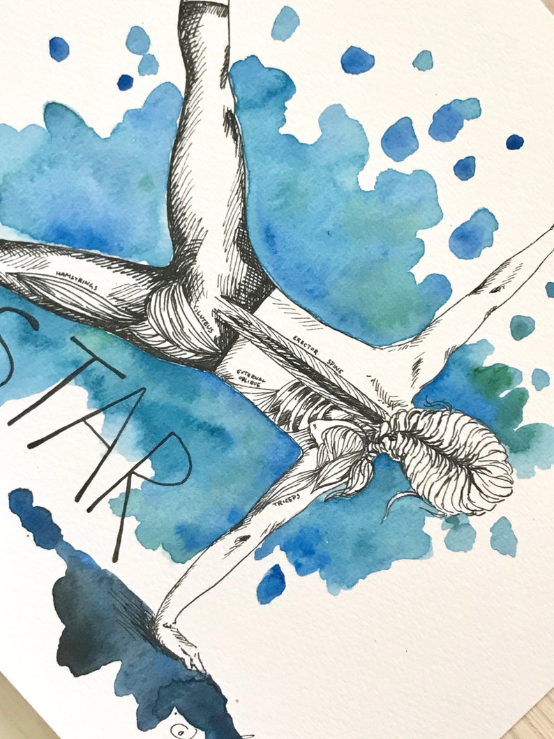 Star Pilates Pose Watercolor Art Print, Fitness Decor - Etsy