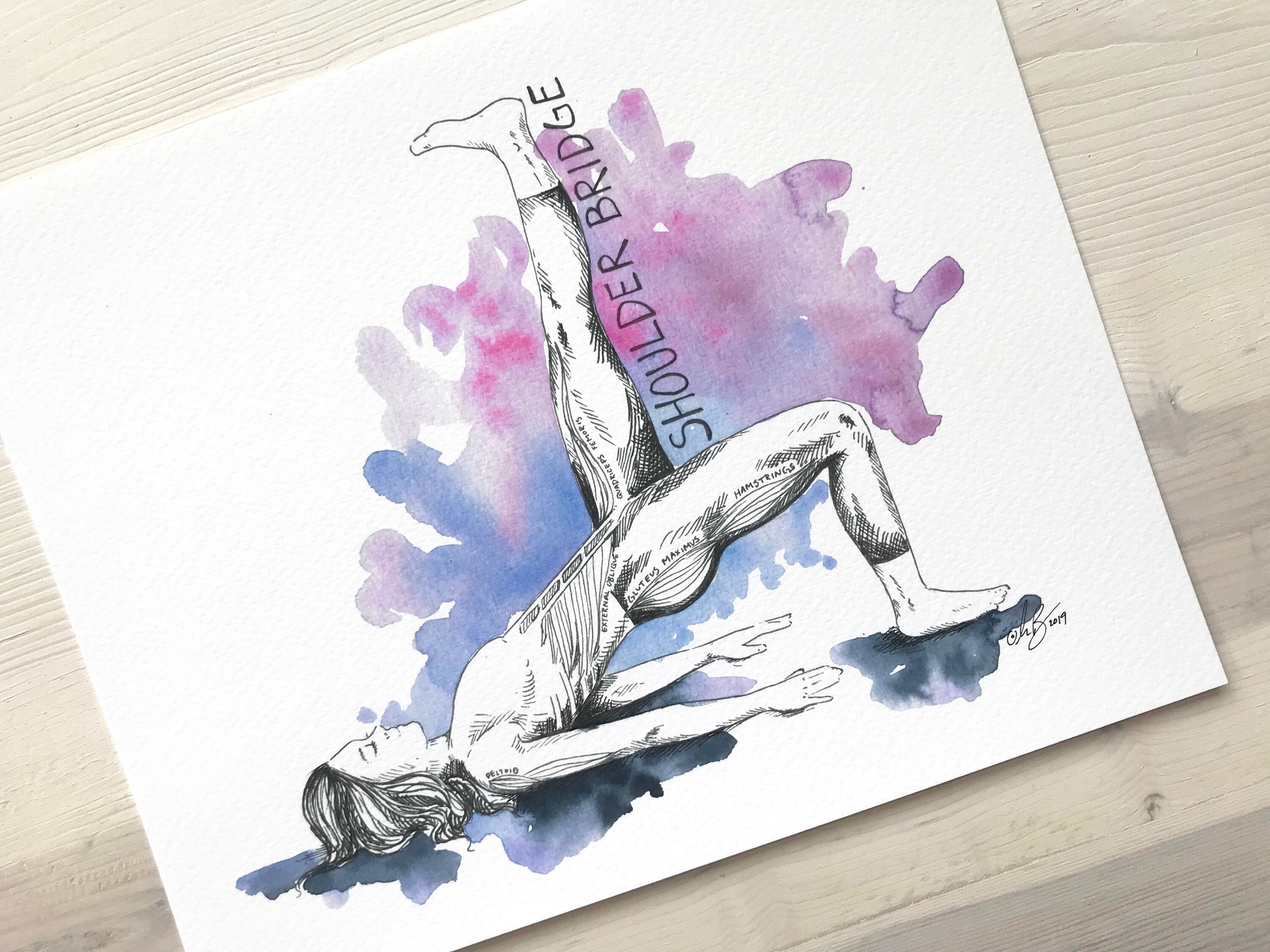 Shoulder Bridge Pilates Portrait Pilates Wall Art Pilates Studio Decor ...