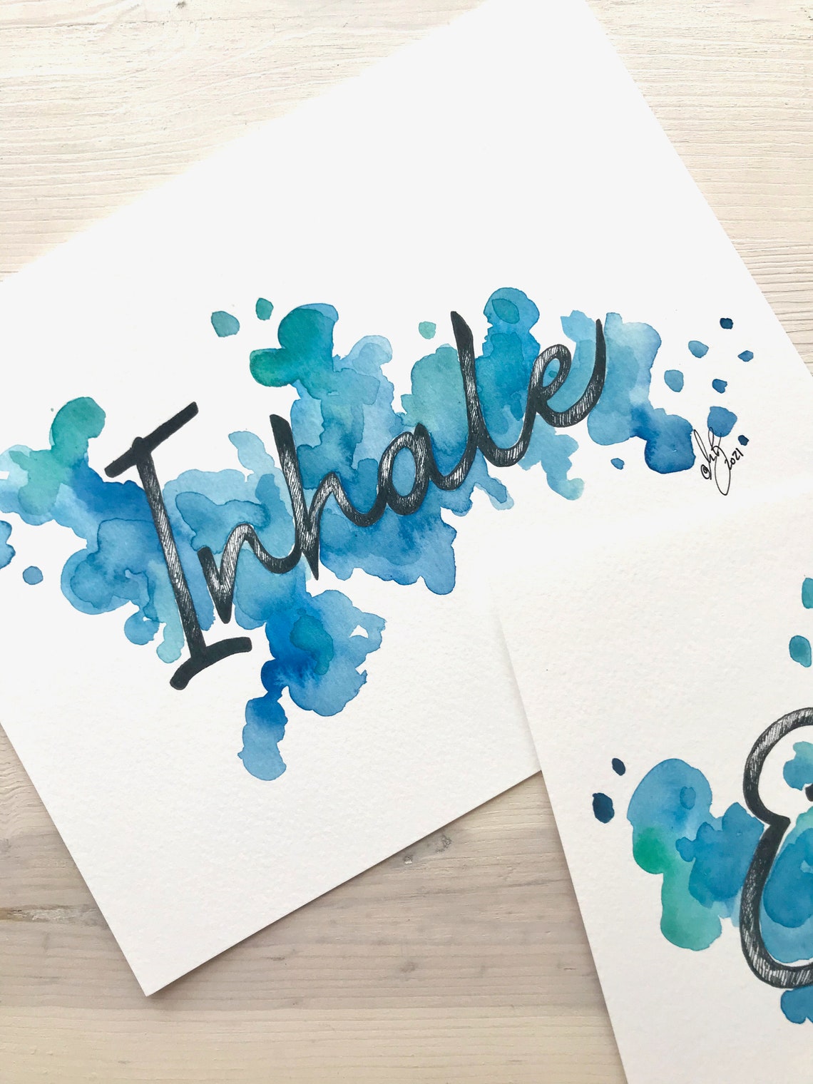 Inhale Exhale Word Art Print Pilates Art Print Pilates | Etsy